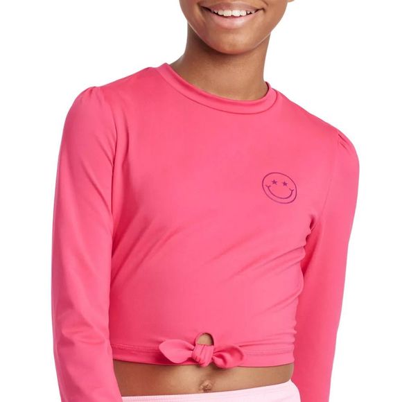 art class | Swim | Girls Smiley Face Long Sleeve Rash Guard Swim Top ...
